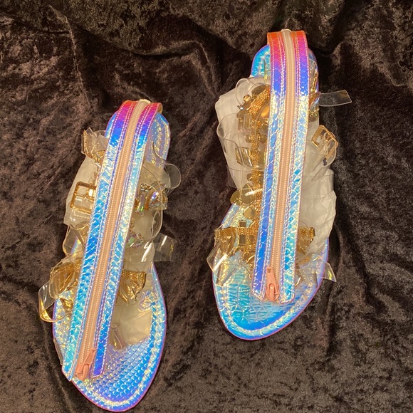vigo, fiore | Shoes | Vigo Fiore Pink Hologram Jeweled Gladiator ...